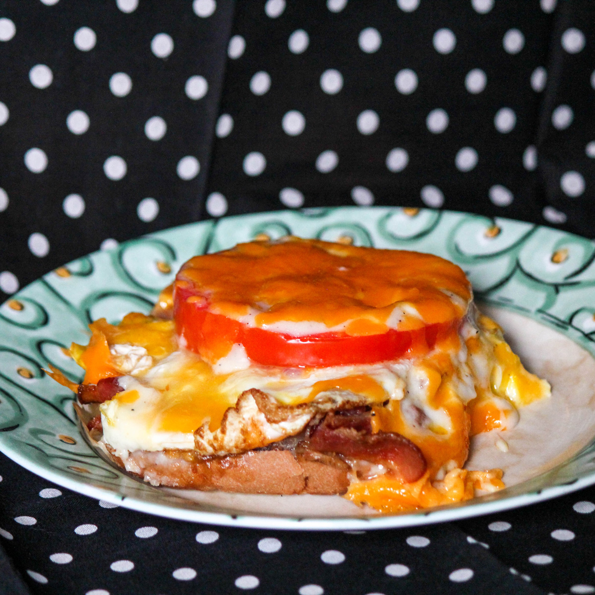 BLT Egg Bake Recipe - Bacon, Tomato and Egg Open Faced Sandwich