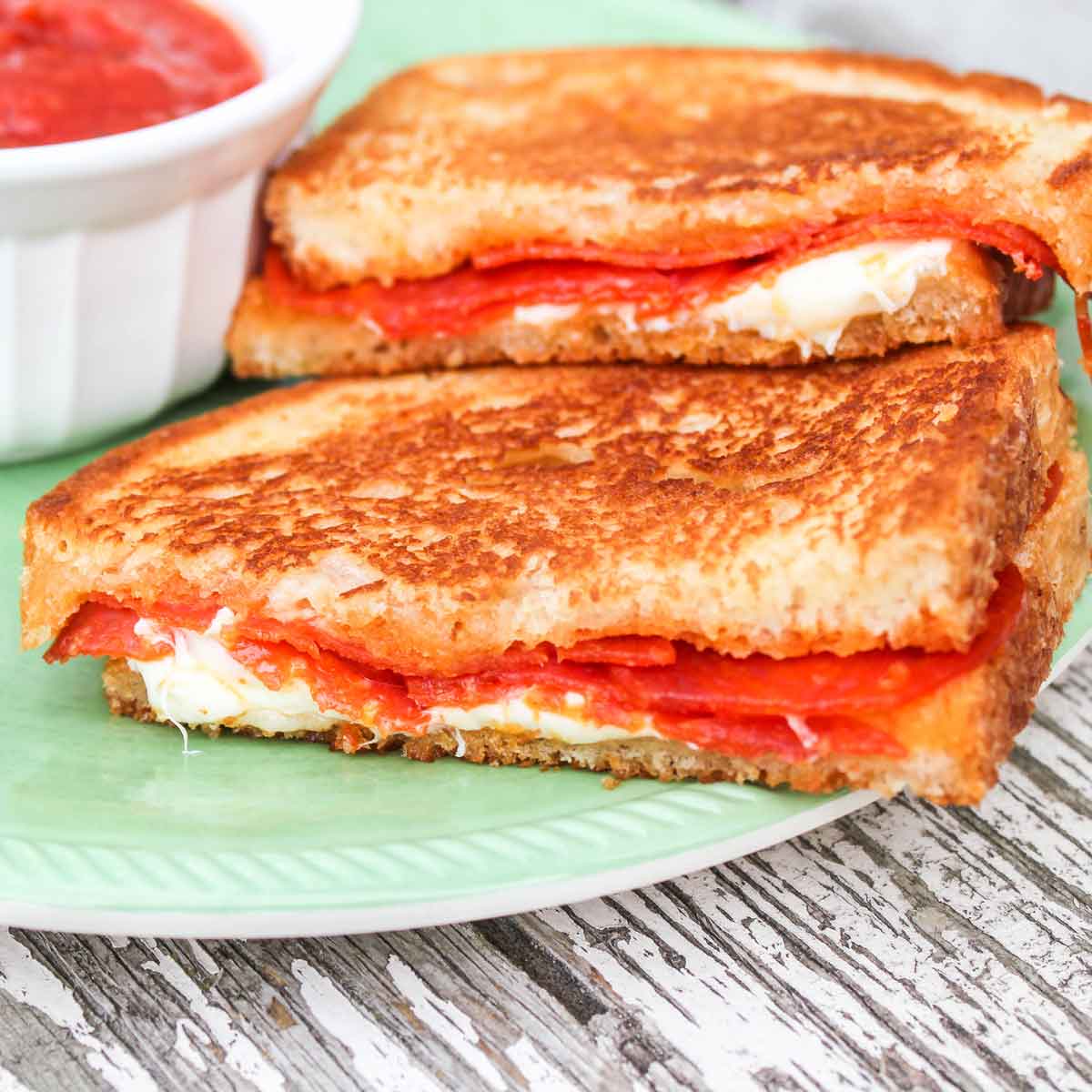 Grilled Pizza Sandwiches Melted Cheese Spicy Pepperoni Grilled Pizza Sandwiches Melted Cheese Spicy Pepperoni
