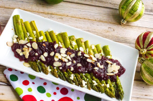 Garlic Roasted Asparagus with Cranberries and Almonds