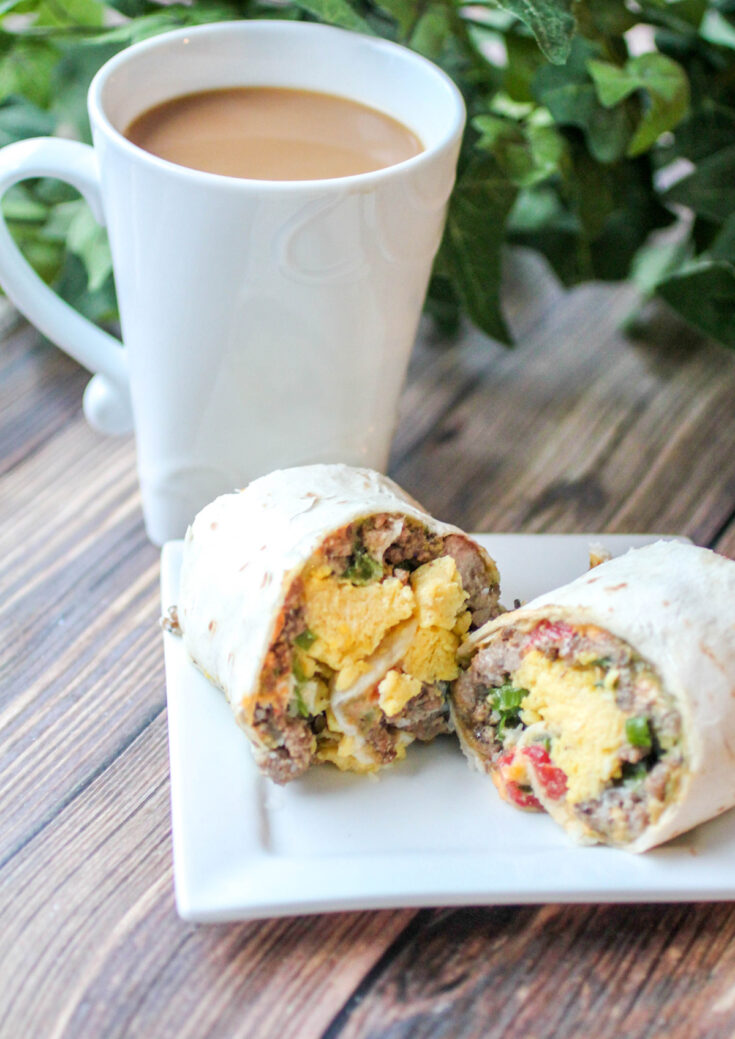 Beef Sausage Egg and Cheese Breakfast Burritos