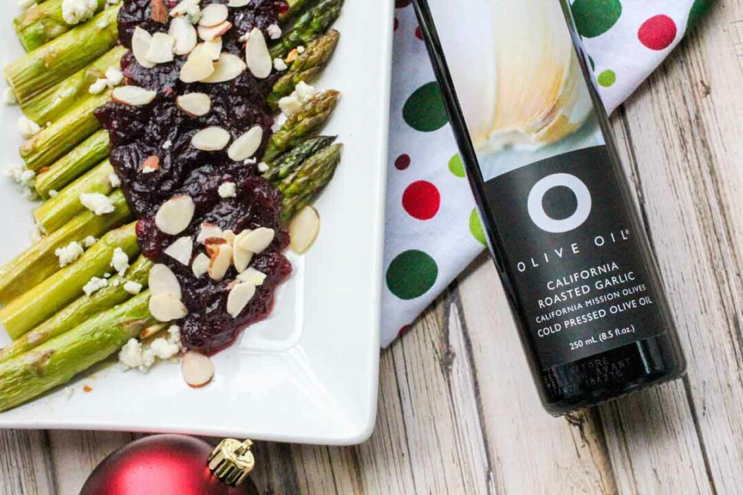 Garlic Roasted Asparagus with Cranberries and Almonds